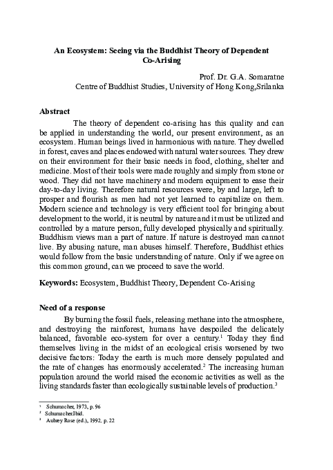 (PDF) An Ecosystem: Seeing via the Buddhist Theory of Dependent Co-Arising
