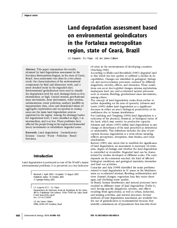 (PDF) Assessing Land Degradation in Fortaleza, Brazil