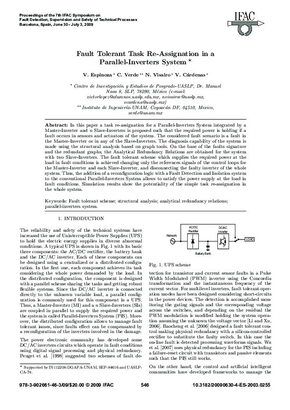 Pdf Fault Tolerant Task Re Assignation In A Parallel Inverters System 
