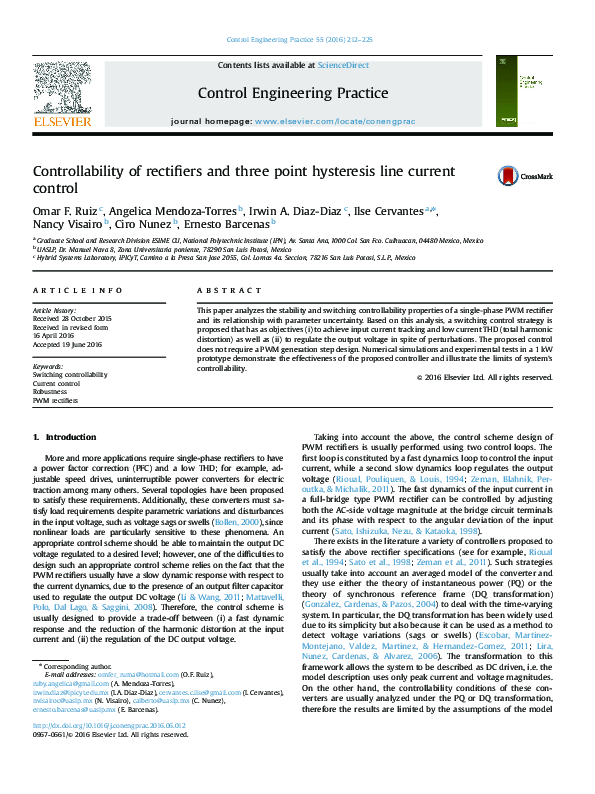 (PDF) Controllability of rectifiers and three point hysteresis line current control