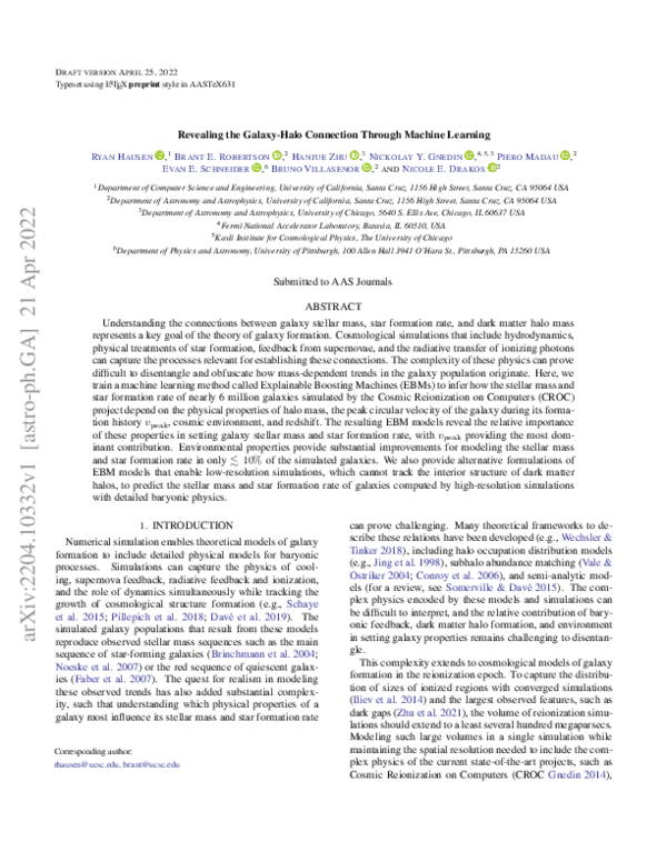 (PDF) Revealing the Galaxy-Halo Connection Through Machine Learning