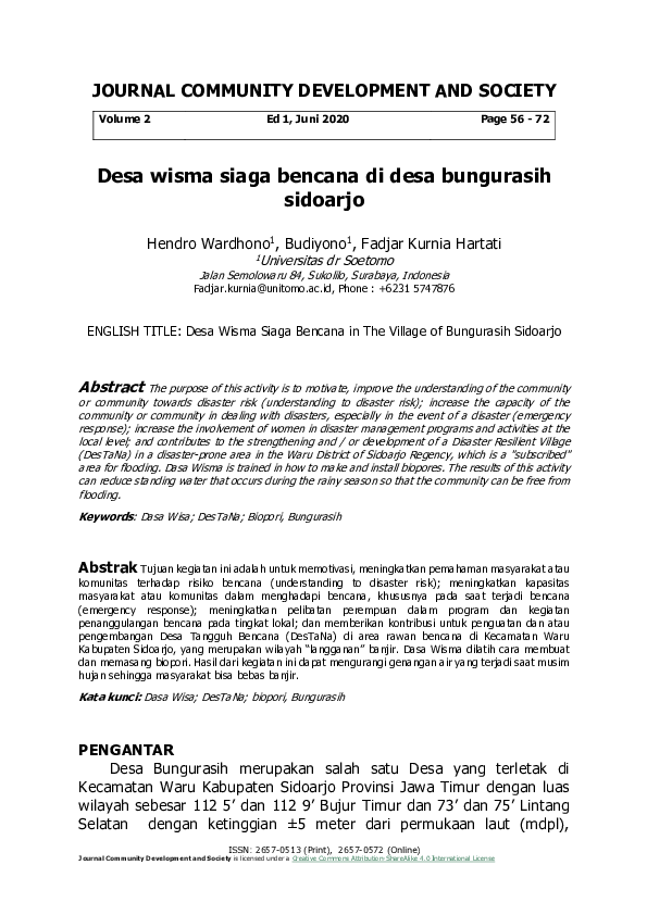 (PDF) Desa wisma siaga bencana di desa bungurasih sidoarjo