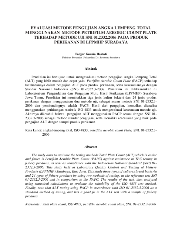 (PDF) Evaluasi Metode Pengujian Angka Lempeng Total Menggunakan Metode ...