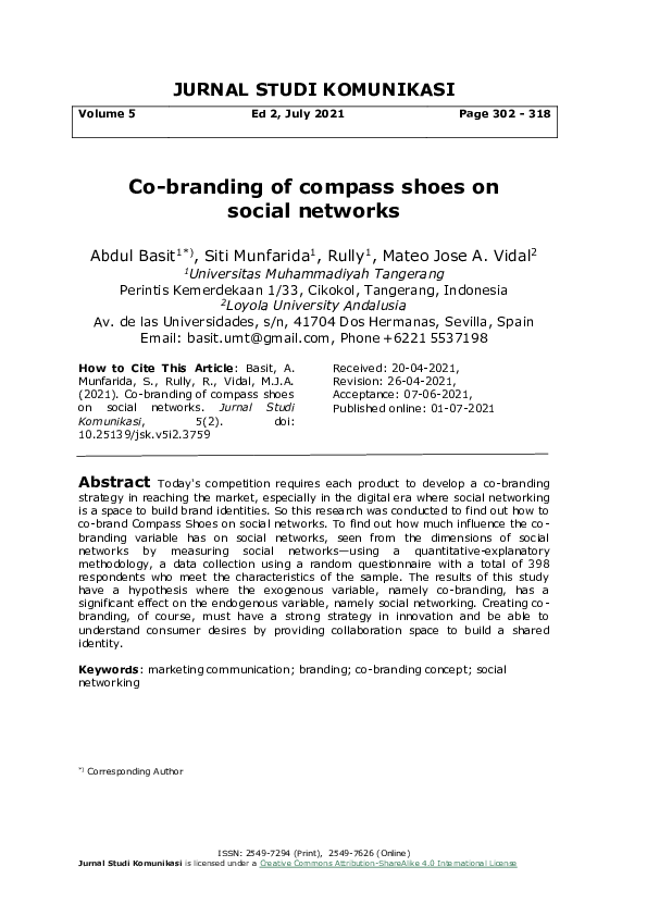 (PDF) Co-branding of compass shoes on social networks