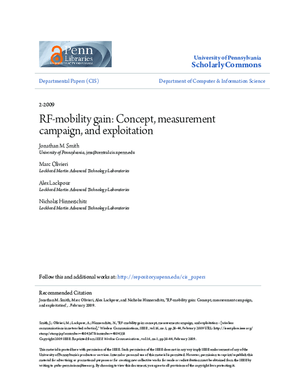 RF-mobility gain: concept, measurement campaign, and exploitation