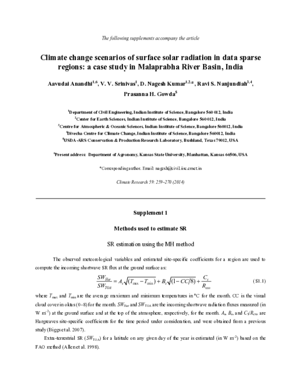 (PDF) Estimating future climate change scenarios of surface solar radiation in data sparse ...