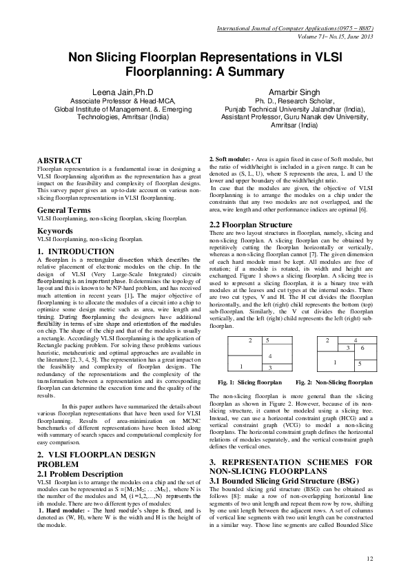 (PDF) Non Slicing Floorplan Representations in VLSI Floorplanning: A ...