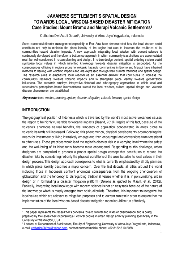 (PDF) JAVANESE SETTLEMENT’S SPATIAL DESIGN TOWARDS LOCAL WISDOM-BASED ...