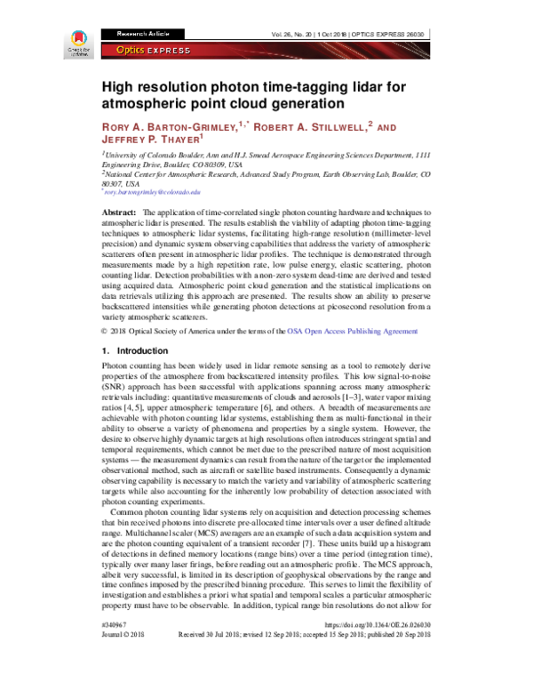 (PDF) High resolution photon time-tagging lidar for atmospheric point cloud generation | Jeffrey ...