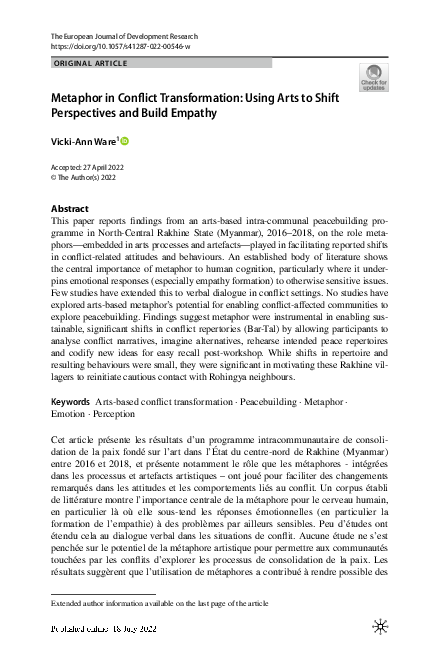 (PDF) Metaphor in Conflict Transformation: Using Arts to Shift ...