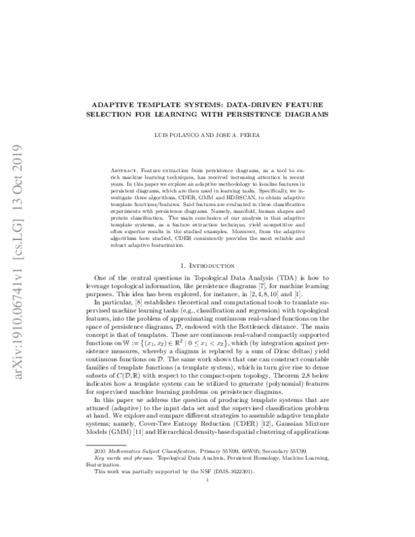 (PDF) Adaptive Template Systems: Data-Driven Feature Selection for Learning with Persistence ...