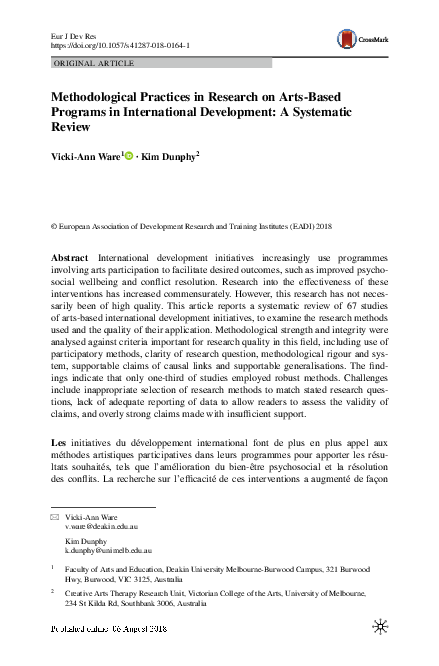 (PDF) Methodological Practices in Research on Arts-Based Programs in ...