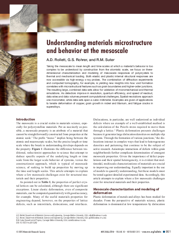 (PDF) Understanding materials microstructure and behavior at the mesoscale