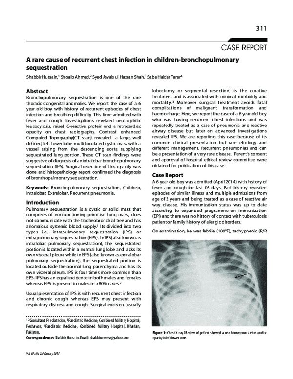 (PDF) A rare cause of recurrent chest infection in children ...