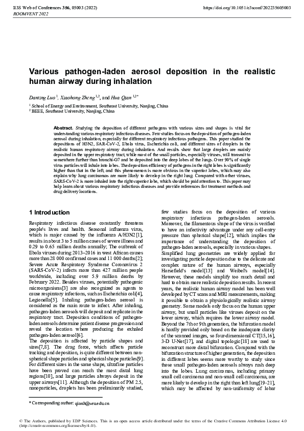 (PDF) Various pathogen-laden aerosol deposition in the realistic human ...