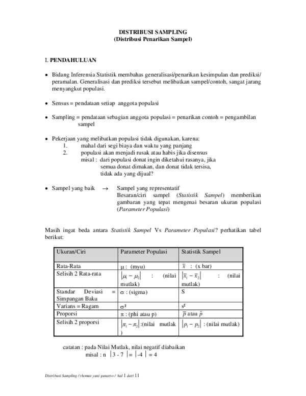 (PDF) DISTRIBUSI SAMPLING (Distribusi Penarikan Sampel