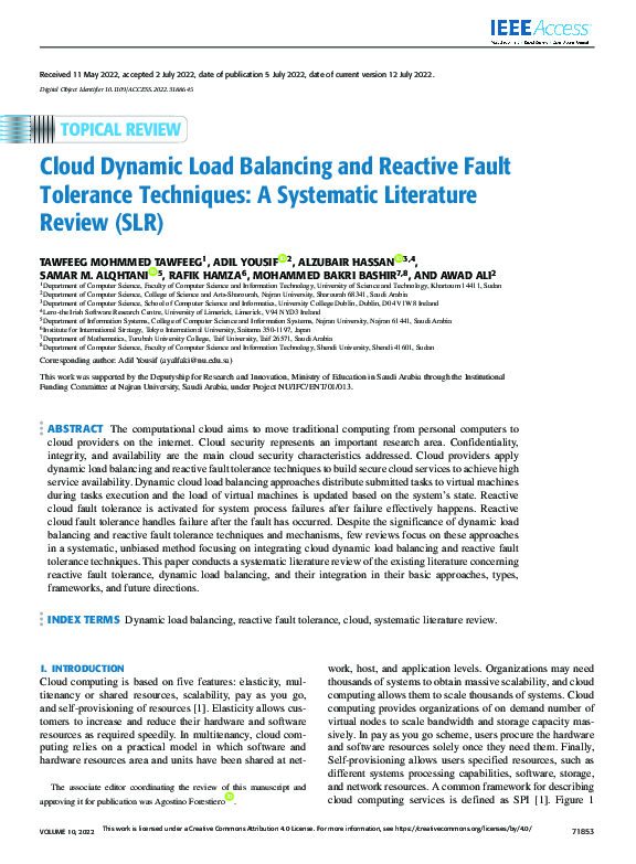 Pdf Cloud Dynamic Load Balancing And Reactive Fault Tolerance