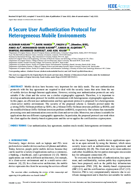 (PDF) A Secure User Authentication Protocol for Heterogeneous Mobile Environments