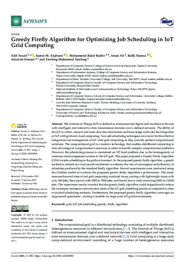 (PDF) Greedy Firefly Algorithm for Optimizing Job Scheduling in IoT Grid Computing