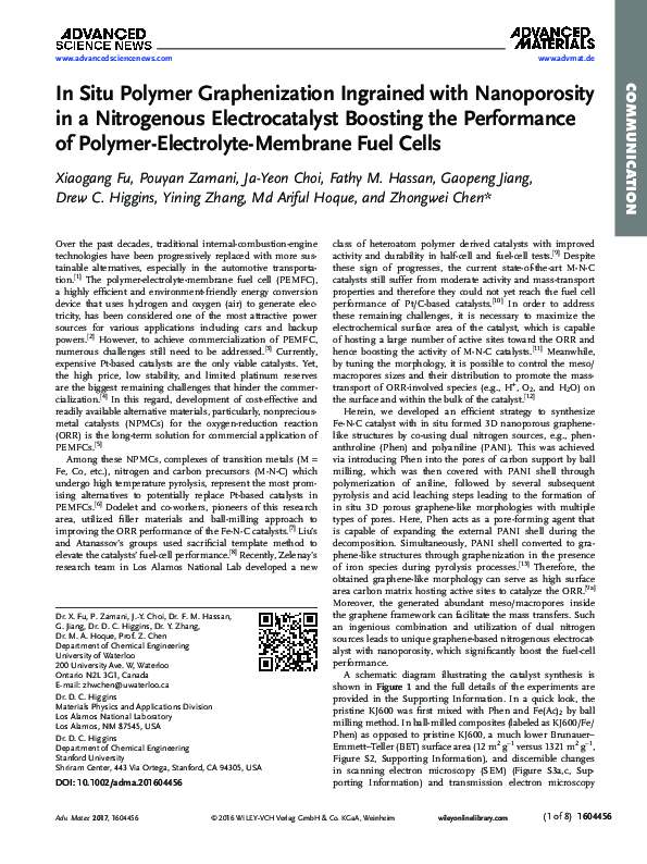 (PDF) In Situ Polymer Graphenization Ingrained with Nanoporosity in a Nitrogenous ...