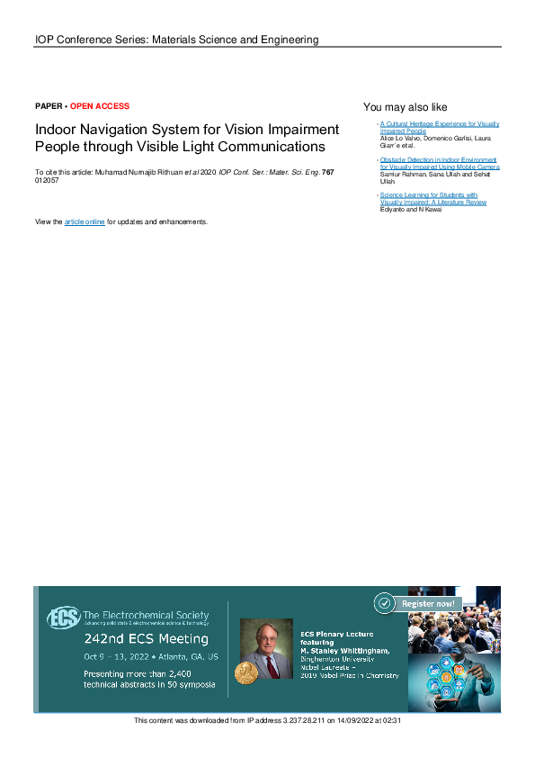 (PDF) Indoor Navigation System for Vision Impairment People through ...