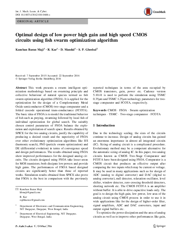 (PDF) Optimal design of low power high gain and high speed CMOS ... (PDF) Optimal design of low power high gain and high speed CMOS ...