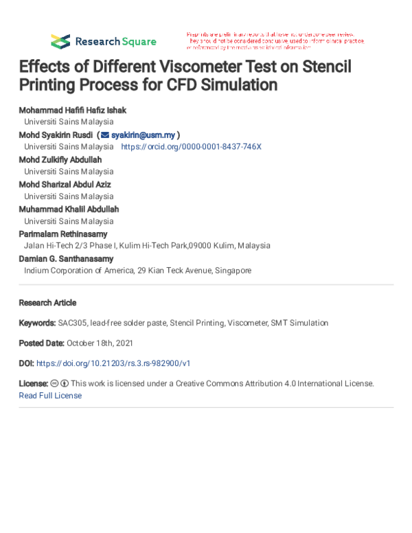 (PDF) Effects of Different Viscometer Test on Stencil Printing Process ...
