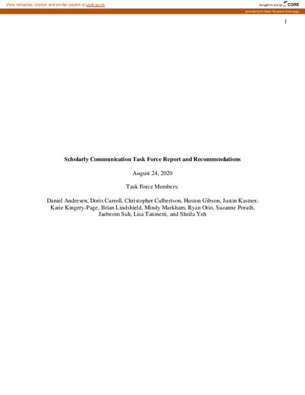(PDF) Scholarly Communication Task Force Report and Recommendations