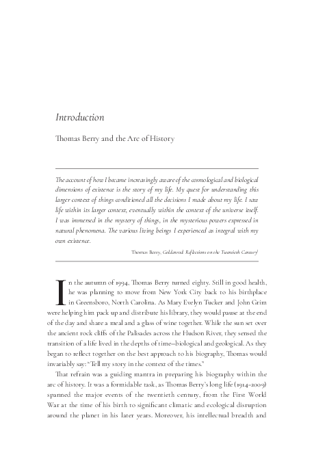 (PDF) Introduction: Thomas Berry and the Arc of History