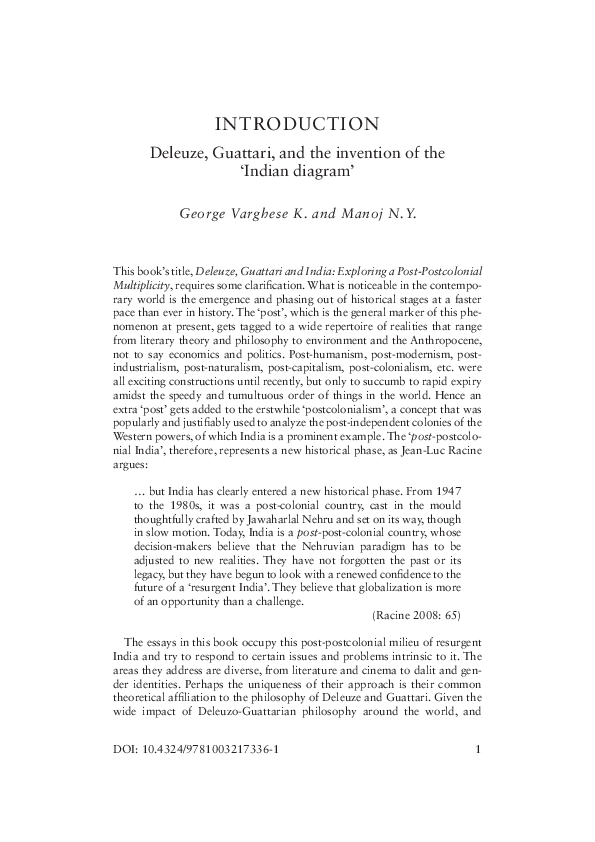 (PDF) Deleuze, Guattari and the Invention of Indian Diagram