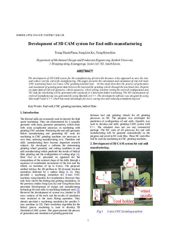(PDF) Development of 3D CAM system for End mills manufacturing