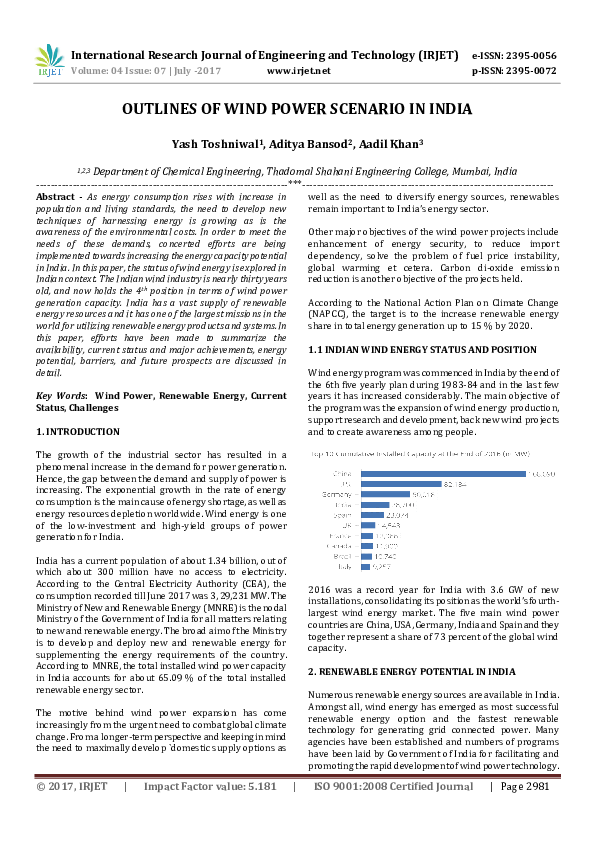 (PDF) Outlines of Wind Power Scenario in India