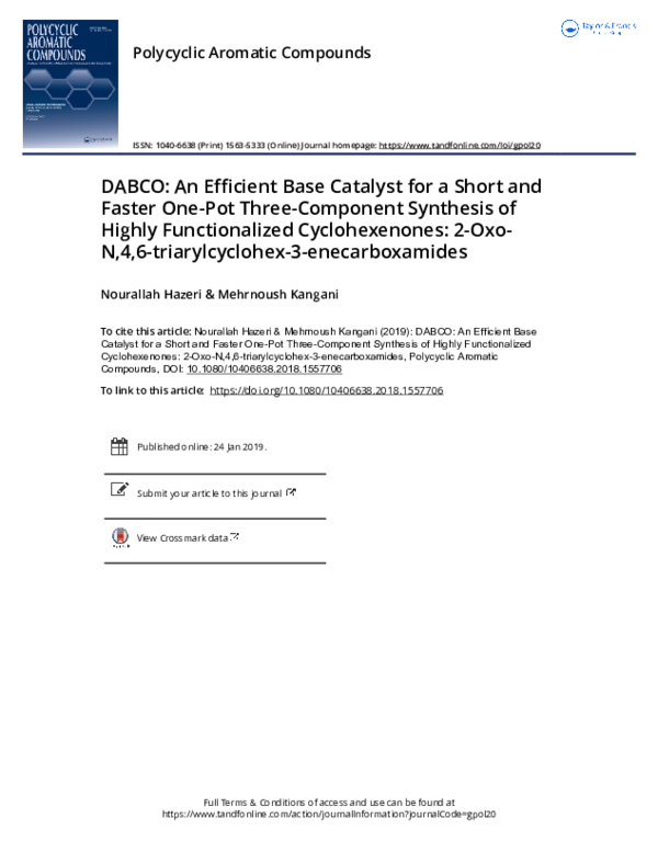 (PDF) DABCO: An Efficient Base Catalyst for a Short and Faster One-Pot ...