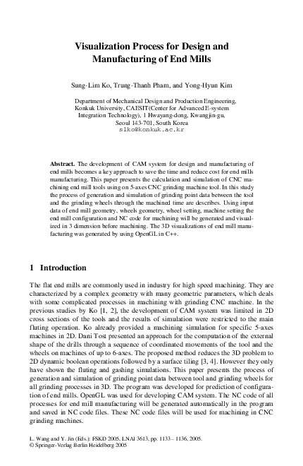 (PDF) Visualization Process for Design and Manufacturing of End Mills