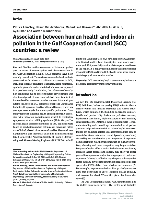 (PDF) Association between human health and indoor air pollution in the ...