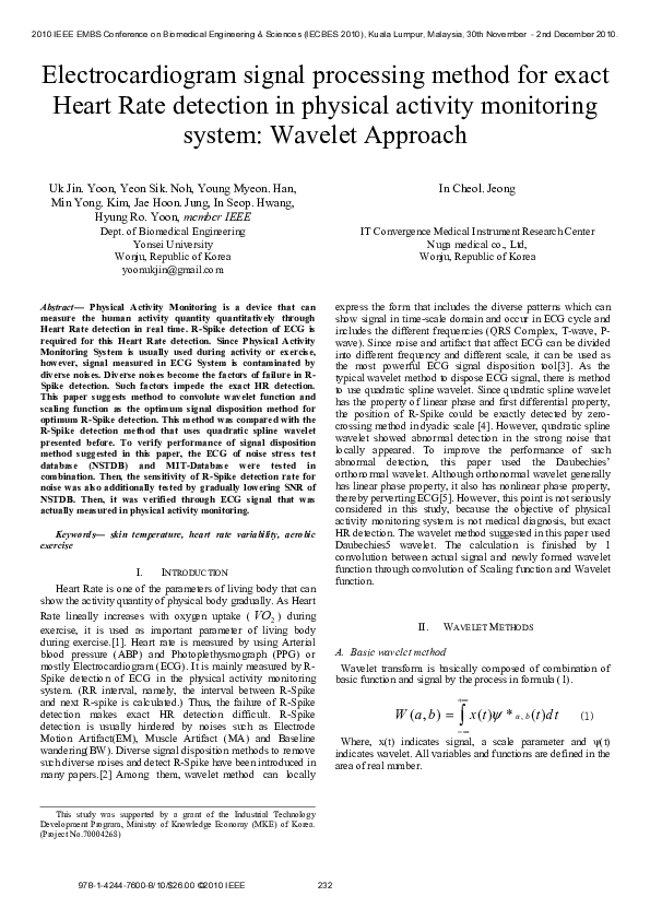 Pdf Electrocardiogram Signal Processing Method For Exact Heart Rate