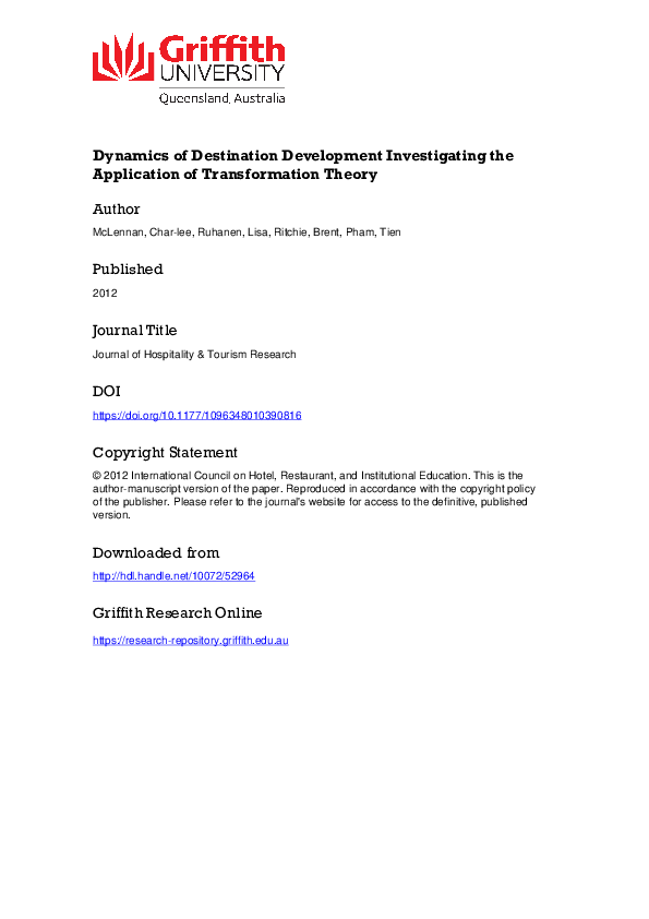 (PDF) Dynamics of Destination Development