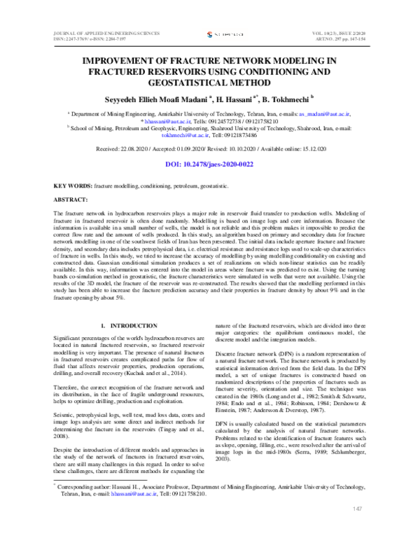 Pdf Improvement Of Fracture Network Modeling In Fractured Reservoirs