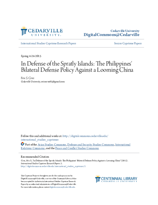 (PDF) In Defense of the Spratly Islands: The Philippines' Bilateral ...