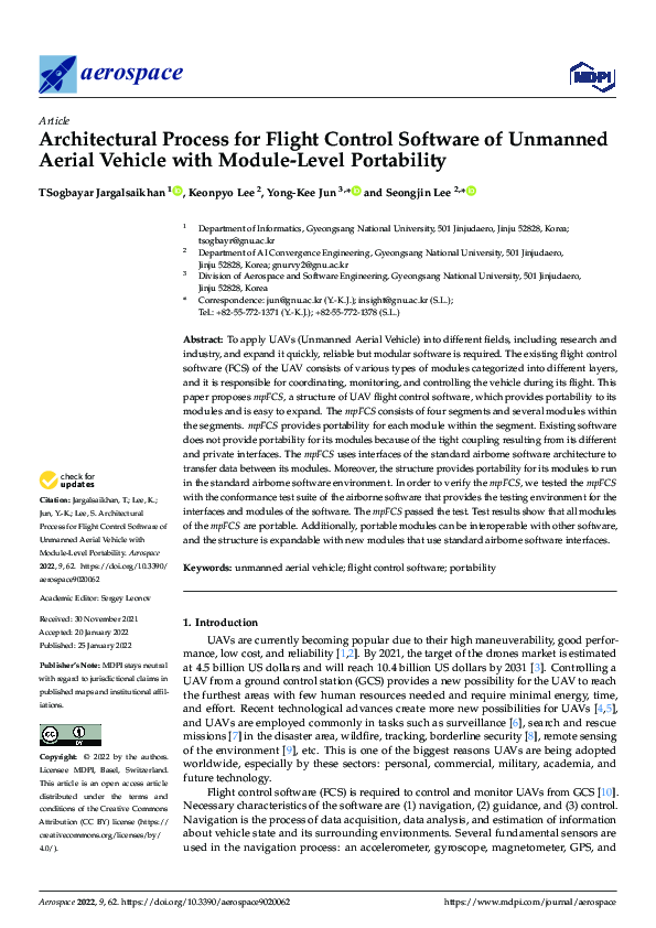 (PDF) Architectural Process for Flight Control Software of Unmanned Aerial Vehicle with Module ...