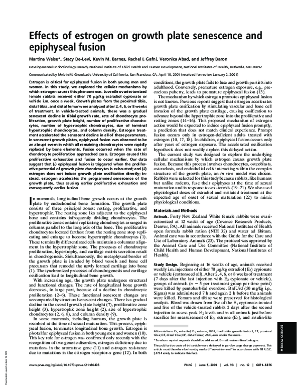 (PDF) Effects of estrogen on growth plate senescence and epiphyseal ...