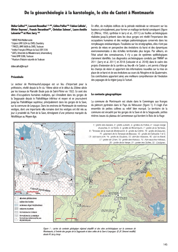 (PDF) 2019 - De la géoarchéologie à la karstologie, le site du Castet à ...