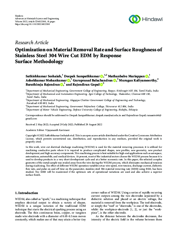 (PDF) Optimization on Material Removal Rate and Surface Roughness of ...