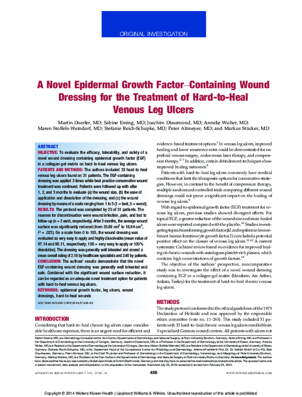 (PDF) A Novel Epidermal Growth Factor–Containing Wound Dressing for the ...