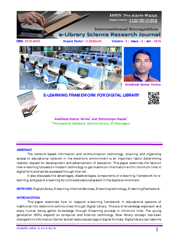 (PDF) E-Learning Framework for Digital Library