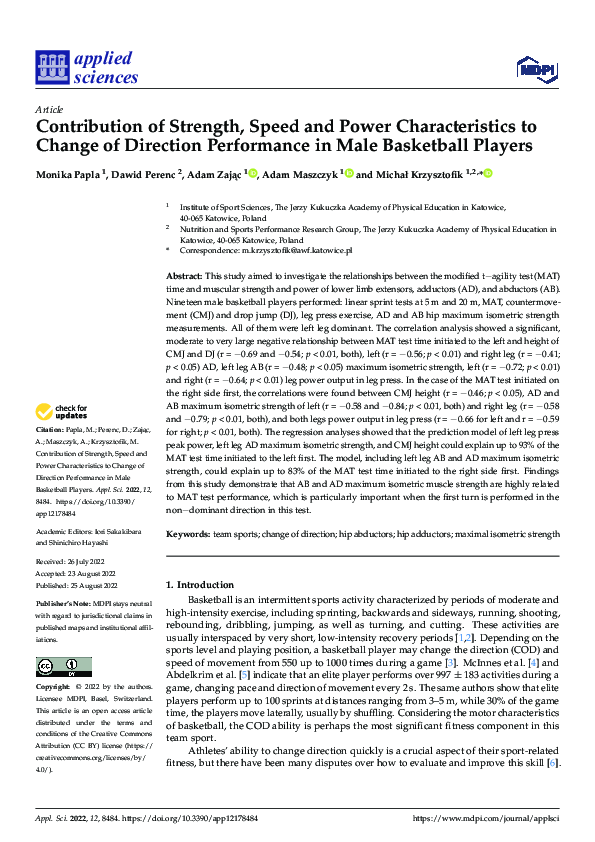 (PDF) Contribution of Strength, Speed and Power Characteristics to ...