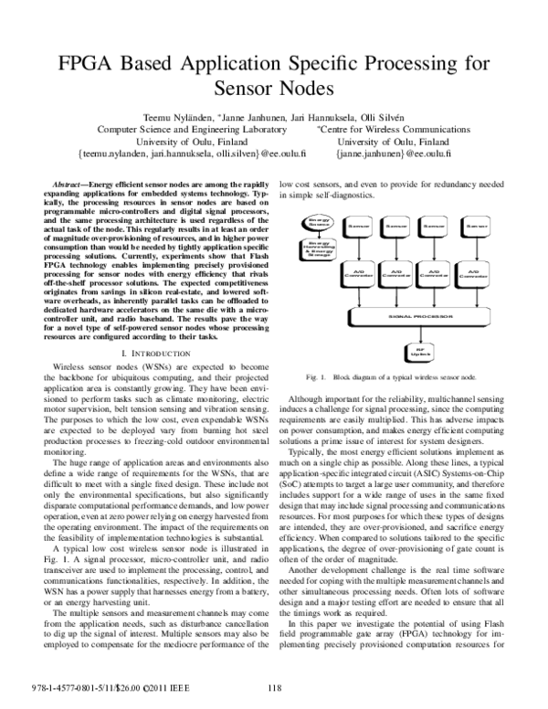 (PDF) FPGA based application specific processing for sensor nodes