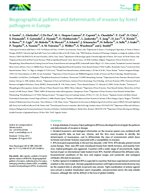 (PDF) Biogeographical patterns and determinants of invasion by forest ...