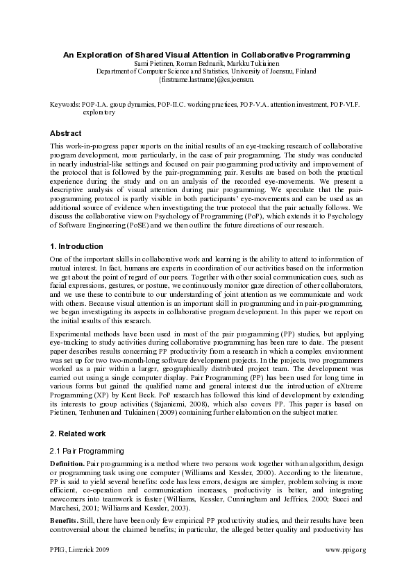(PDF) An Exploration of Shared Visual Attention in Collaborative Programming