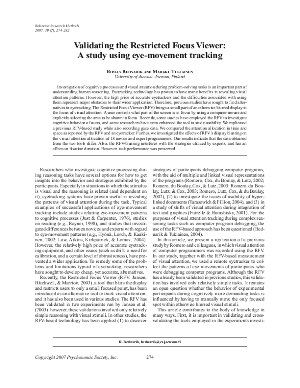 (PDF) Eye-Tracking Comparison: RFV vs. Traditional